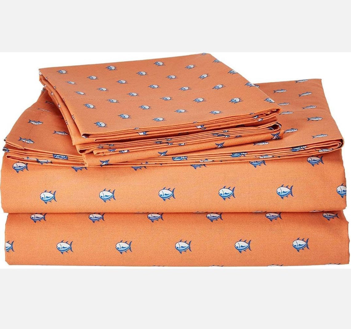 Brand New Southern Tide Skipjack Full Size Sheet Set Color Orange ...
