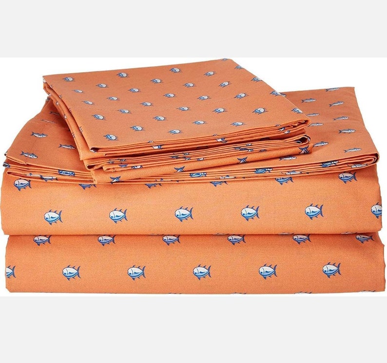 Brand New Southern Tide Skipjack Full Size Sheet Set Color Orange ...