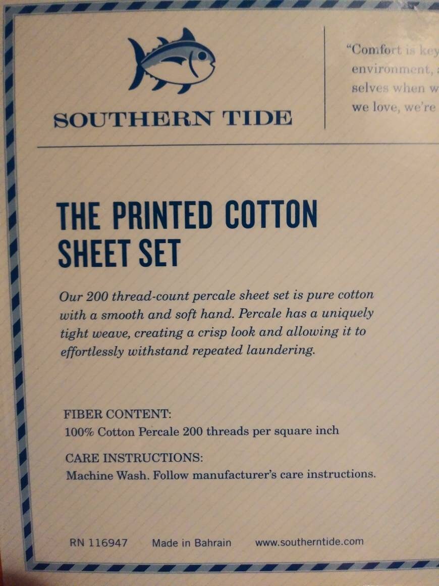 Brand New Southern Tide Skipjack Full Size Sheet Set Color Orange ...