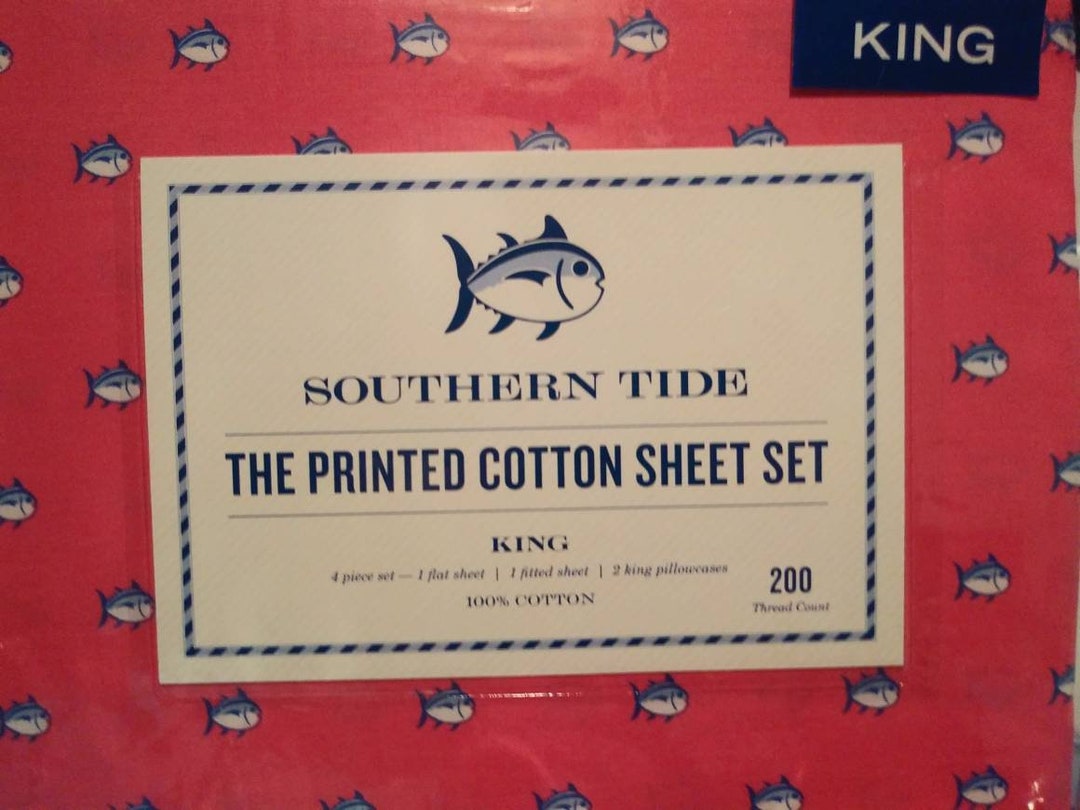 Brand New Southern Tide Skipjack King Size Sheet Set Color Pink - Etsy