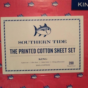 Brand New Southern Tide Skipjack King Size Sheet Set Color Pink - Etsy