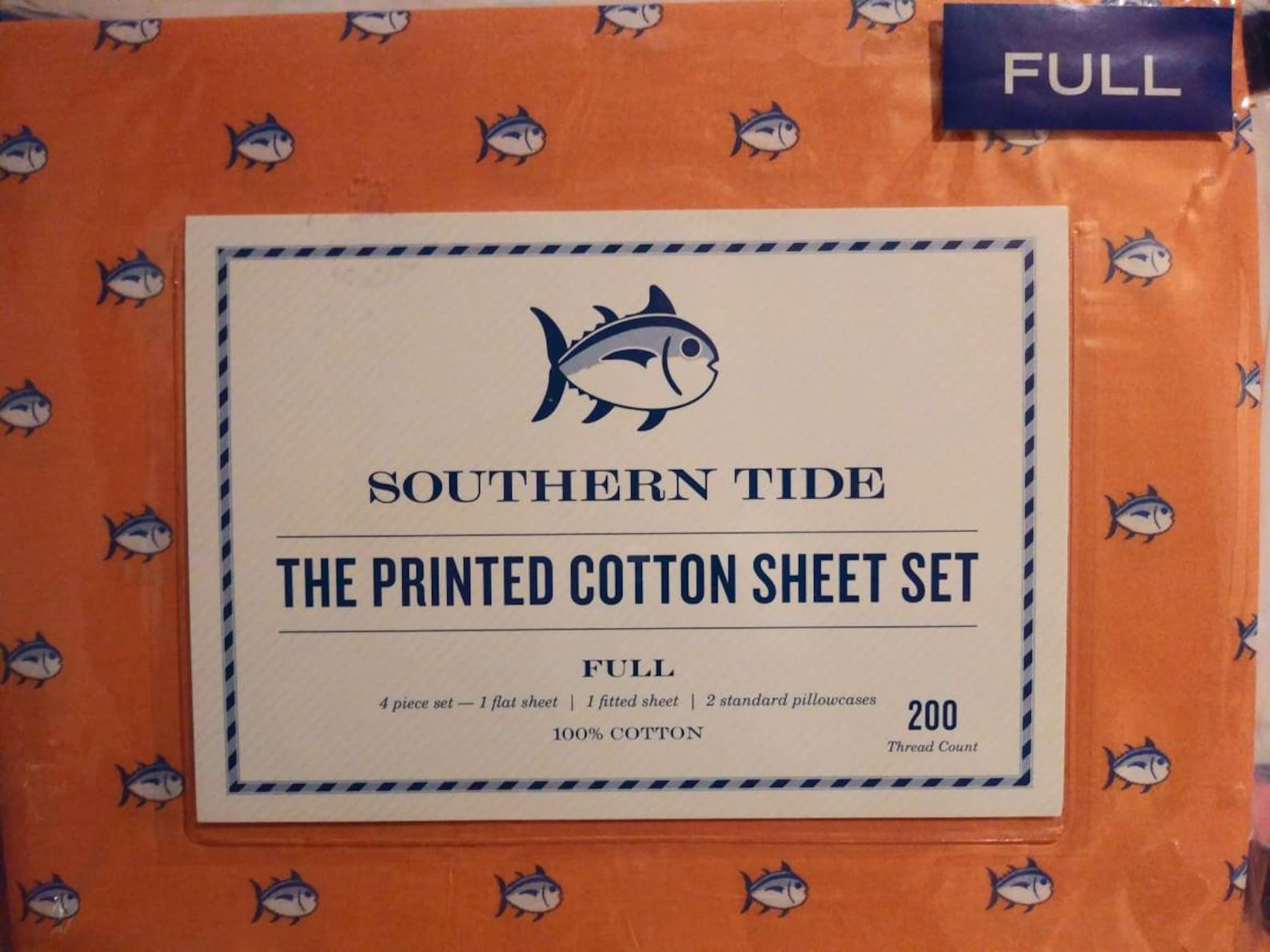 Brand New Southern Tide Skipjack Full Size Sheet Set Color Orange ...
