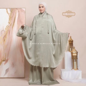 NEW Islamic Prayer Mukena Two Piece Set Premium Santorini Silk Shimmer ...