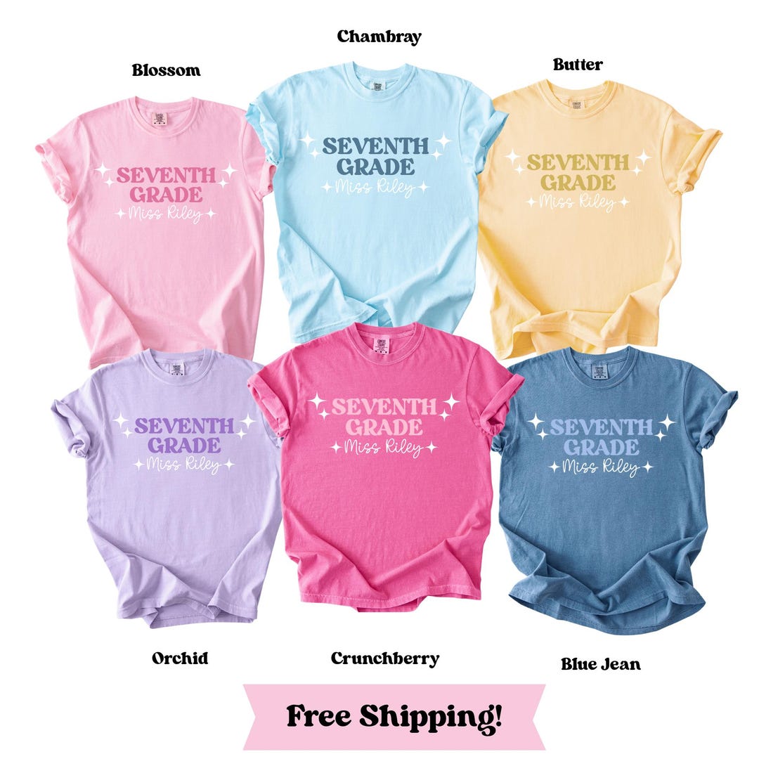 7th Grade Comfort Colors Custom Teacher Shirt, Personalized Seventh ...