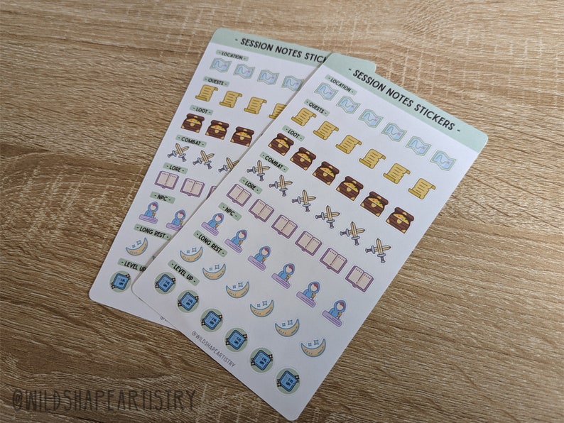 D&D Session Notes Stickers || TTRPG Notetaking Tools, Dnd Tools, Dnd ...