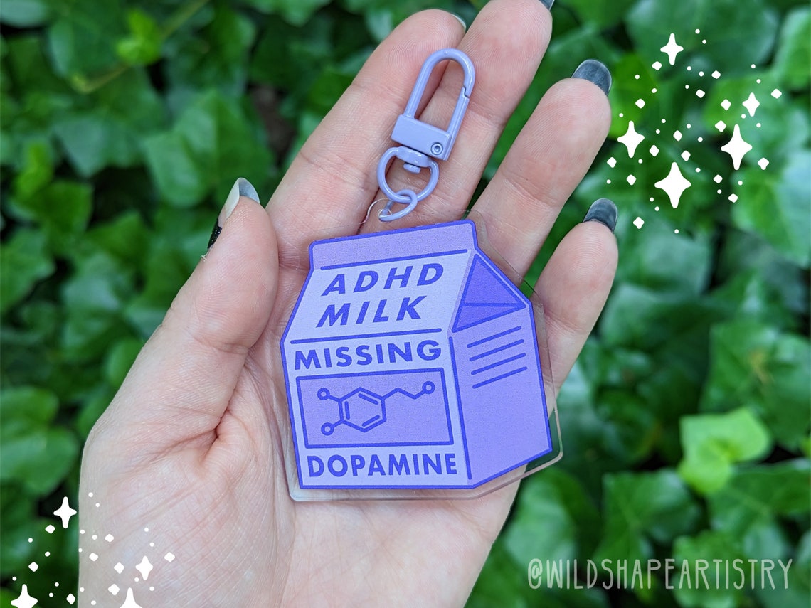 ADHD Milk Acrylic Keychain || Milk Carton Keychain, ADHD Acrylic Charm ...