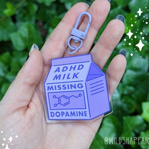 ADHD Milk Acrylic Keychain || Milk Carton Keychain, ADHD Acrylic Charm ...