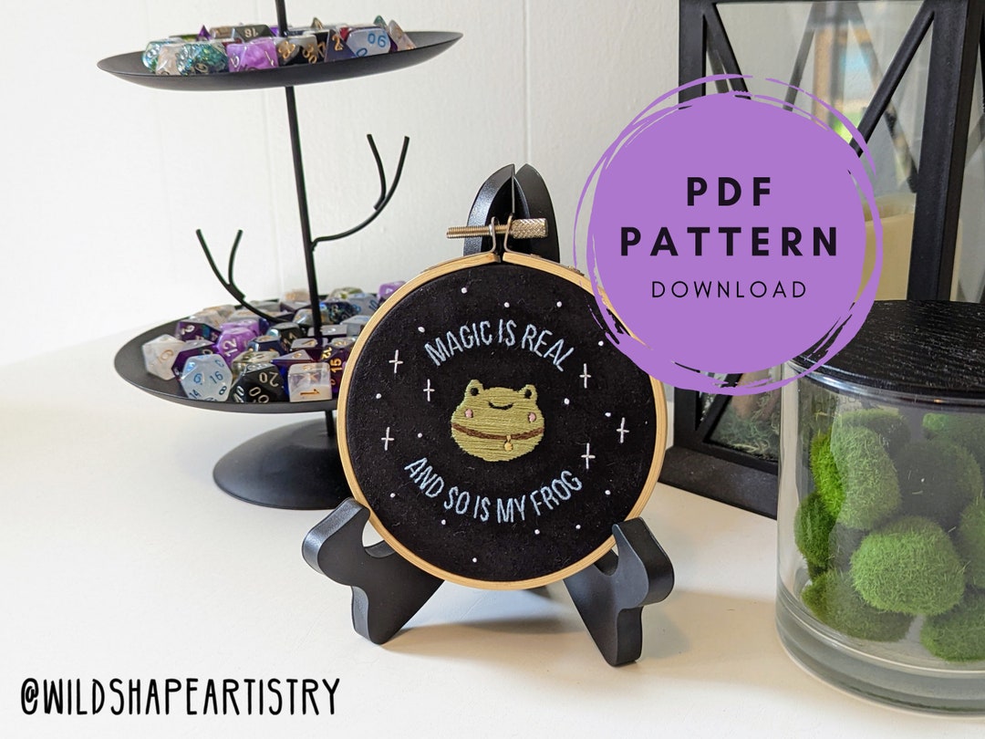 Magic is Real and so is My Frog - PDF Embroidery Pattern, Dimension 20 ...