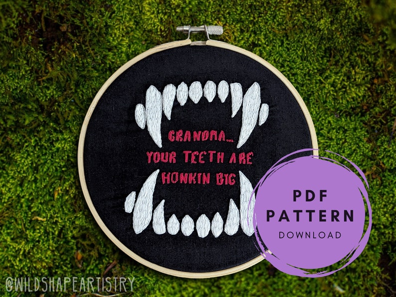 Honkin' Big Teeth - PDF Embroidery Pattern, Dimension 20, Dnd ...