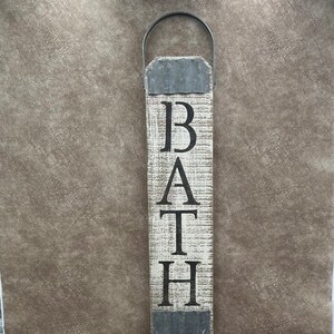 Bathroom Wall Decor Sign Bath Decor BATH Vertical Bath Wood Sign Rustic ...
