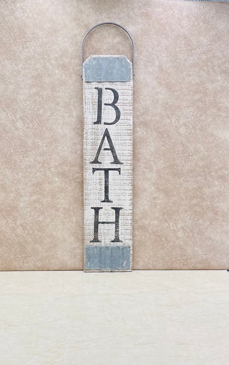 Bathroom Wall Decor Sign Bath Decor BATH Vertical Bath | Etsy