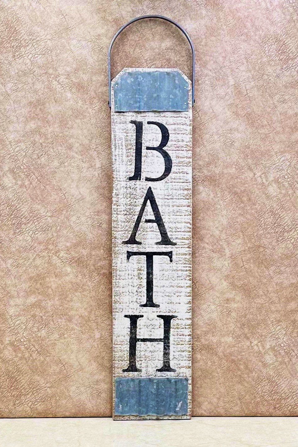 Bathroom Wall Decor Sign Bath Decor BATH Vertical Bath - Etsy