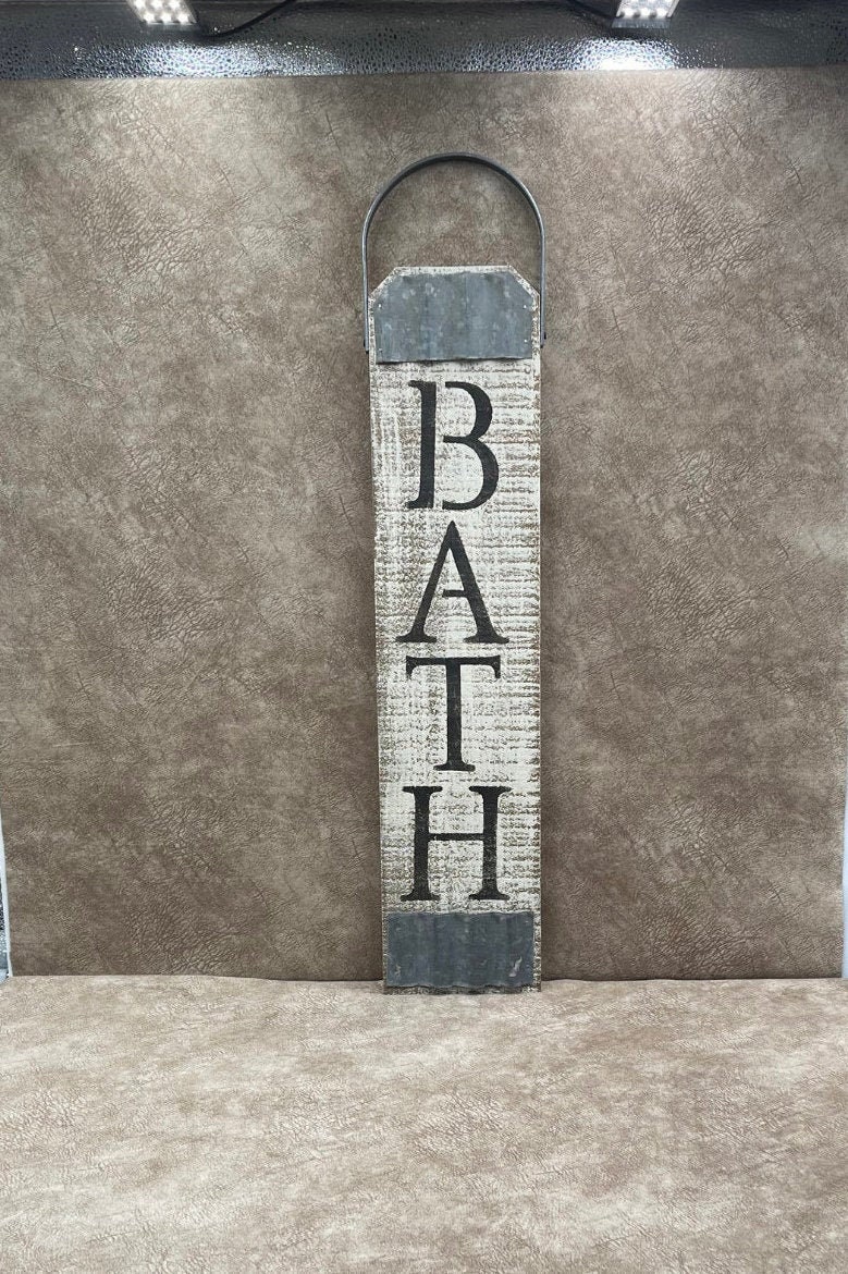 Bathroom Wall Decor Sign Bath Decor BATH Vertical Bath - Etsy