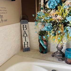 Bathroom Wall Decor Sign Bath Decor BATH Vertical Bath Wood Sign Rustic ...