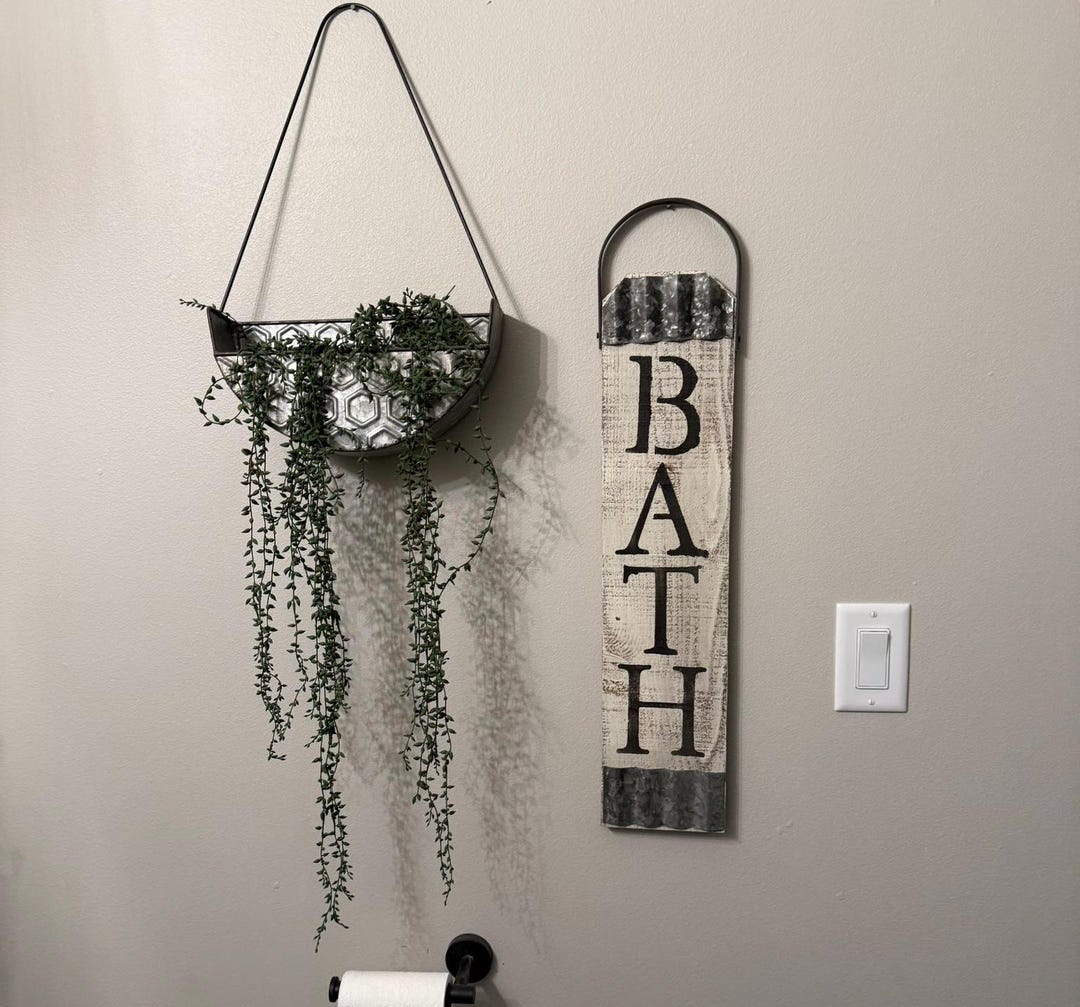 Bathroom Wall Decor Sign Bath Decor BATH Vertical Bath Wood Sign ...
