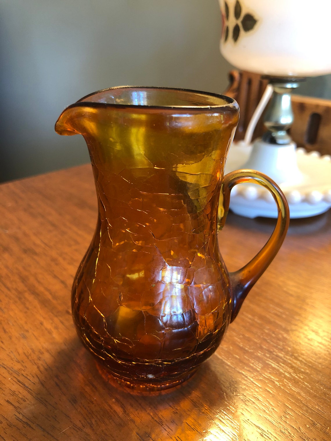 Miniature Crackle Glass Pitcher - Etsy