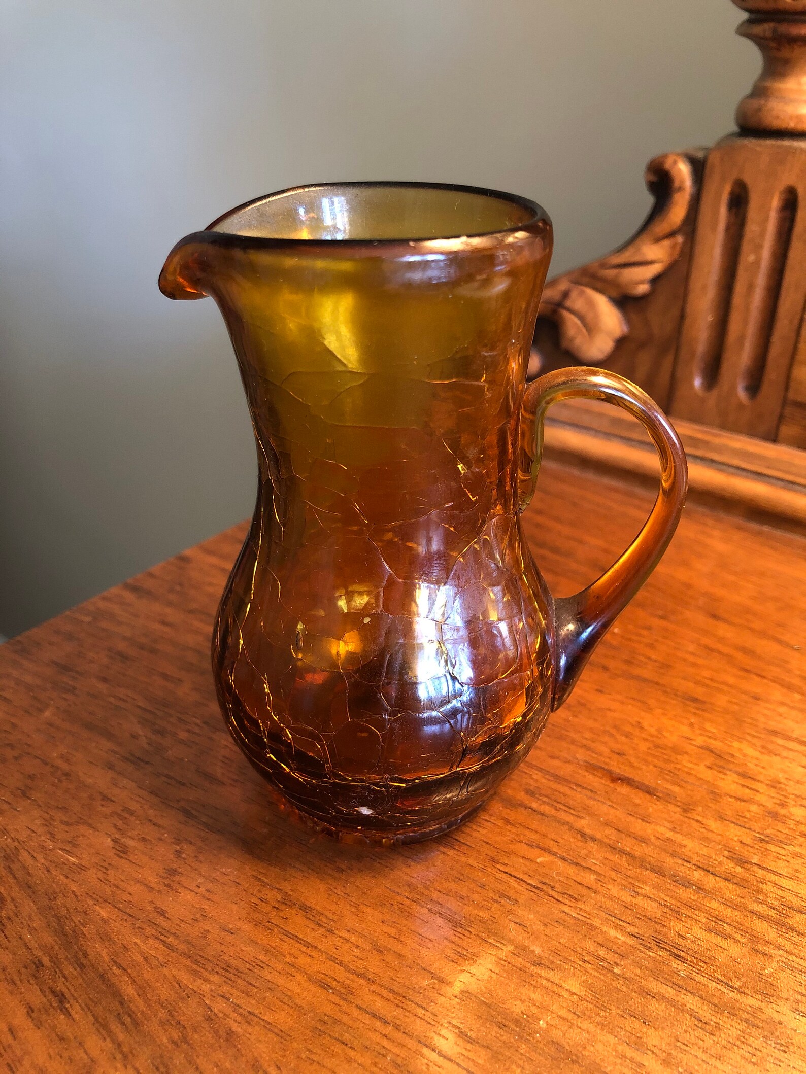Miniature Crackle Glass Pitcher - Etsy