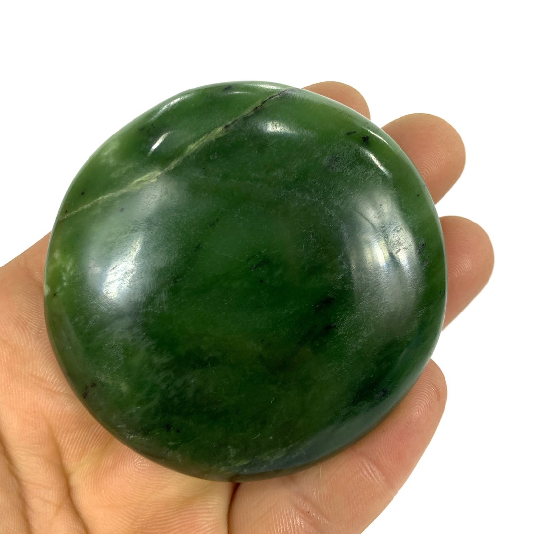 Beautiful Green Color Nephrite Jade Oval Palm - Massage - Nephrite Palm ...