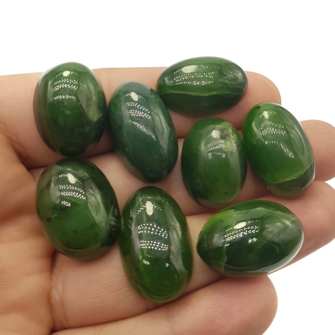 8 Pcs Green Nephrite Jade Cabs - Nephrite Jade Cabochons - Nephrite ...