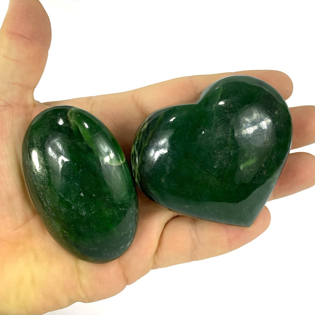 312 Grams Beautuful Green Color Nephrite Jade Heart - Palm - Nephrite ...