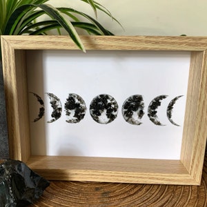 Black Obsidian Moon Phases Shadow Box, Artwork, Picture Frame, Decor ...