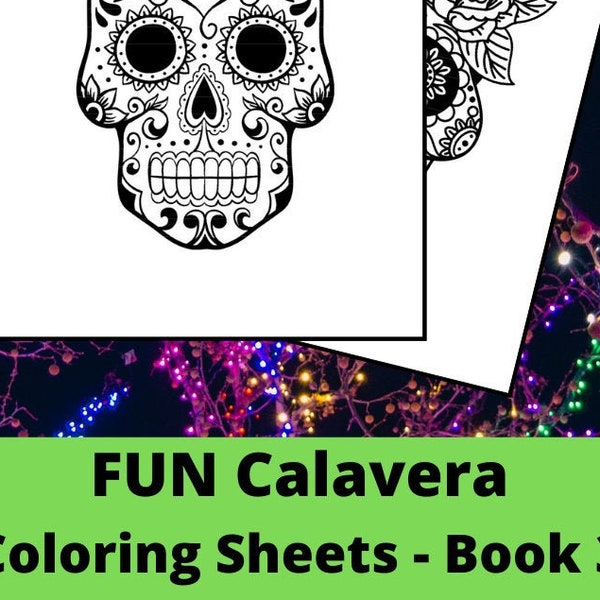 3 BOOK Bundle 60 FUN Calavera Sugar Skull Coloring Sheets for KIDS ...