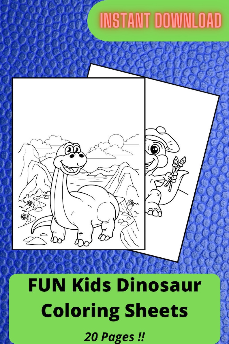 20 FUN Dinosaur Coloring Sheets for KIDS - Printable - Etsy