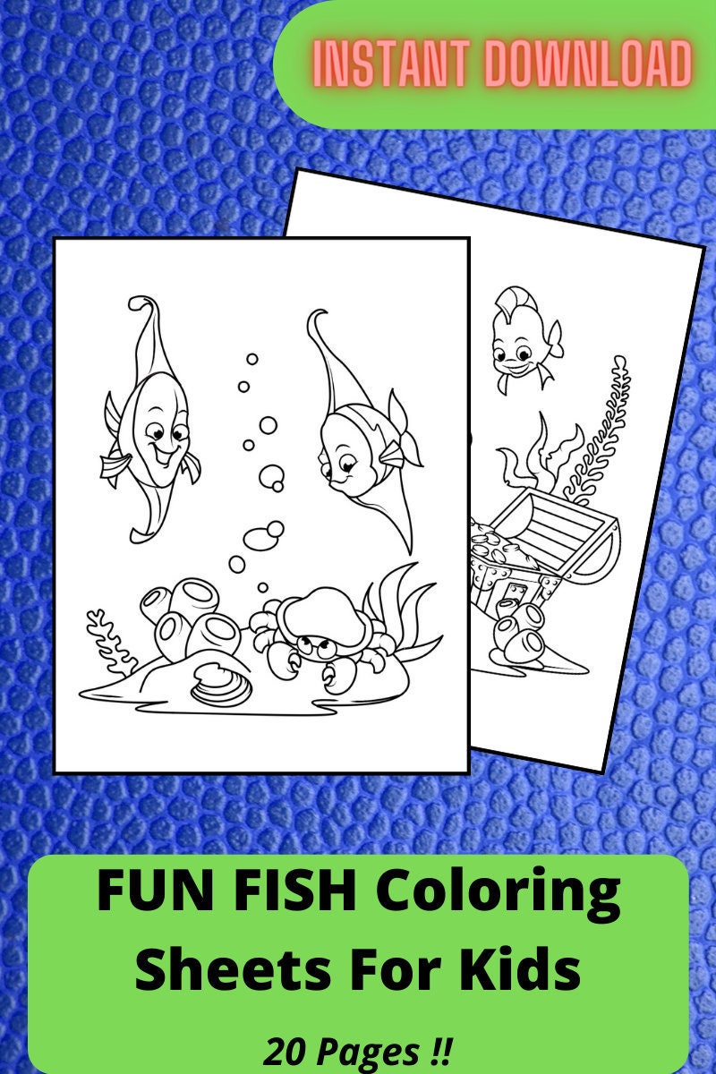 20 FUN FISH Coloring Sheets for KIDS Printable - Etsy