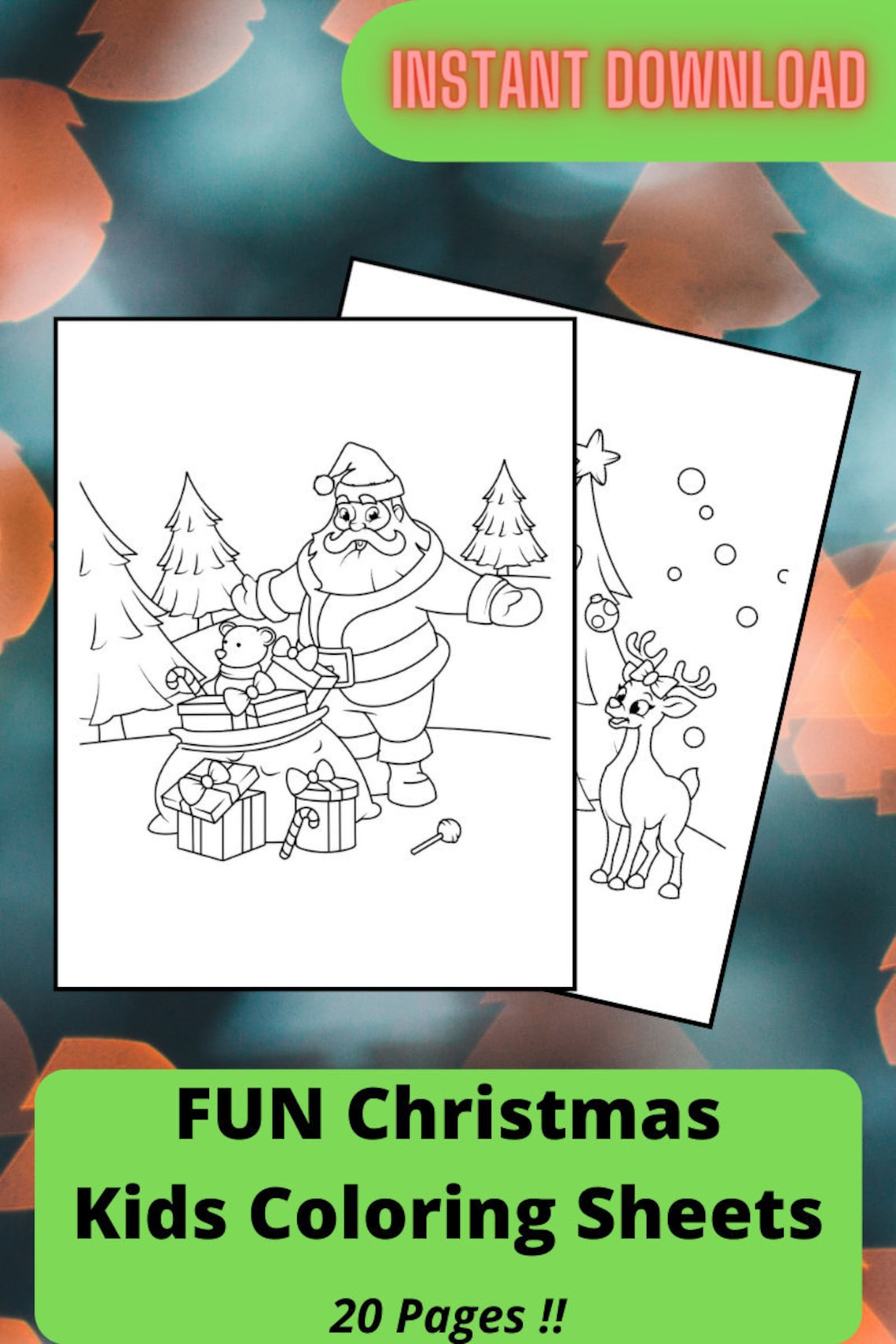 20 FUN Christmas Coloring Sheets for KIDS Printable - Etsy