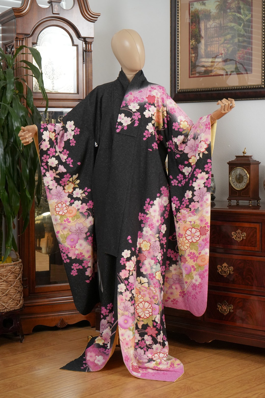 DEAR VANILLA Authentic Traditional Japanese Furisode Kimono for Women ...