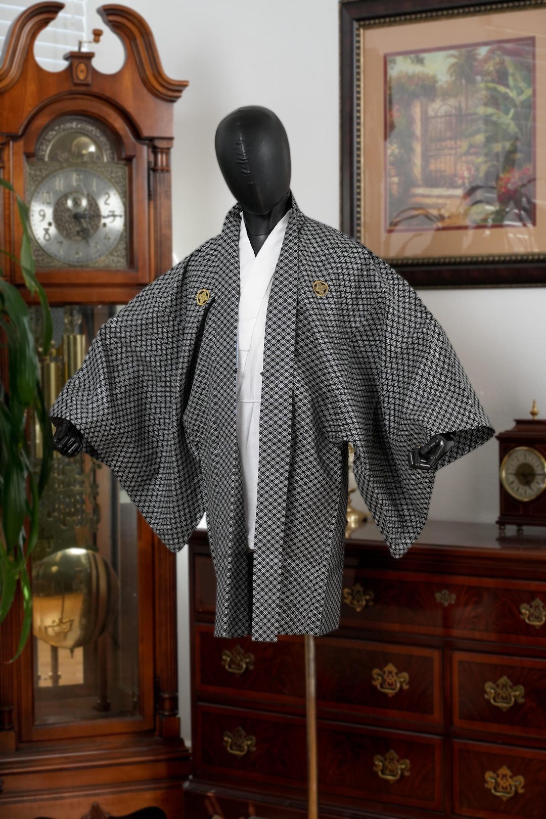 DEAR VANILLA Authentic Japanese Kimono Haori Men's Traditional Jacket ...