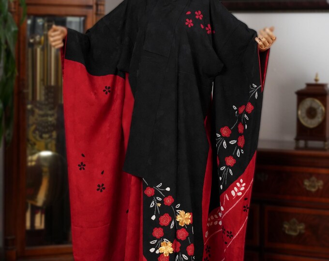 DEAR VANILLA Authentic Traditional Japanese Furisode Kimono for Women ...