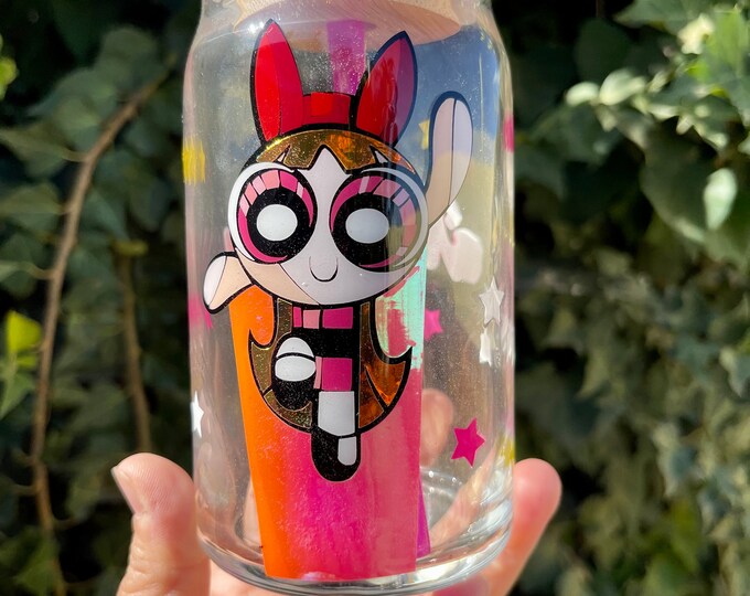 The Powerpuff Girls Blossom 16oz Glass Soda Can - Etsy