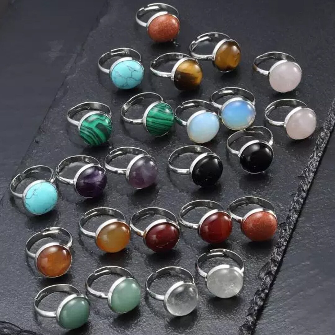 Genuine Handmade Gemstone Rings, Large Natural Healing Crystal Ring ...