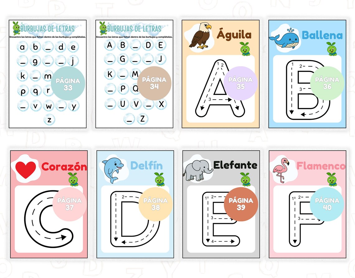 Spanish Alphabet Tracing Book: ABC Coloring Pages (PDF Printable) - Etsy