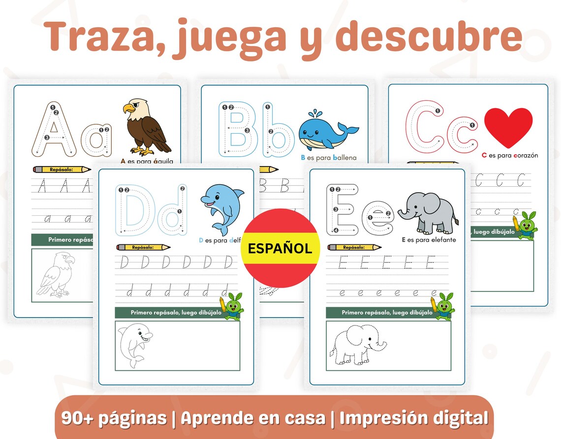 Libro De Trazos Del Alfabeto En Español, Páginas Para Colorear Con ...