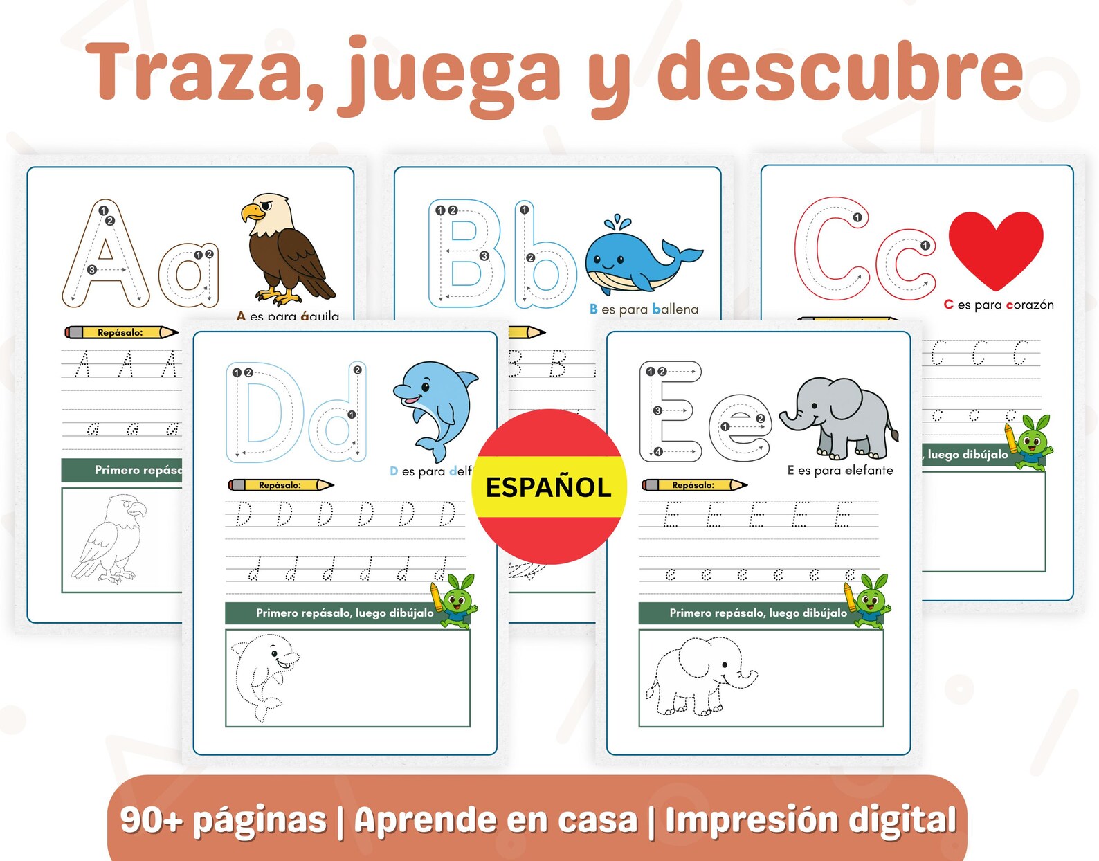 Spanish Alphabet Tracing Book: ABC Coloring Pages (PDF Printable) - Etsy