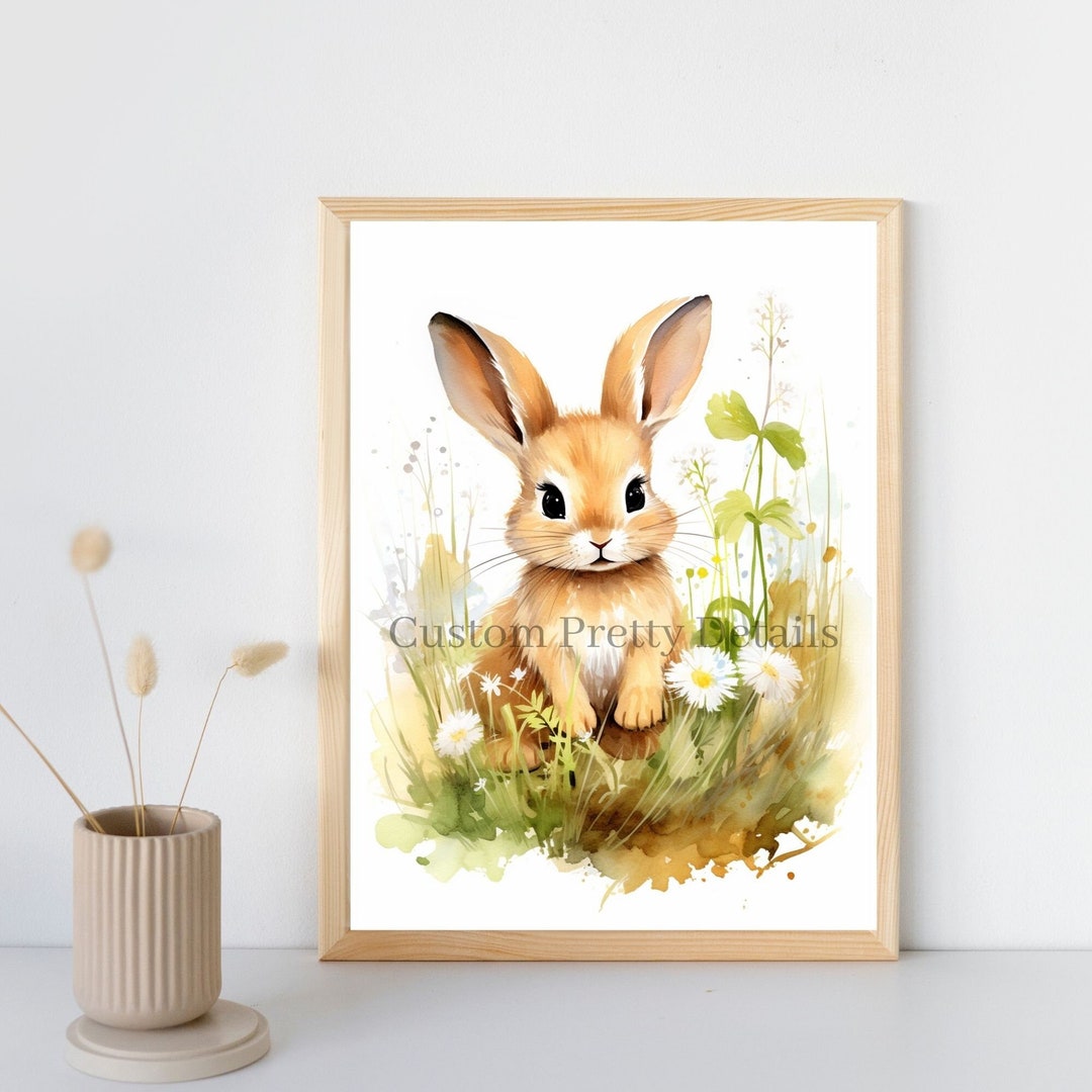 Bunny Nursery Wall Art, Watercolor Bunny, Bunny Print, Bunny Wall Decor ...