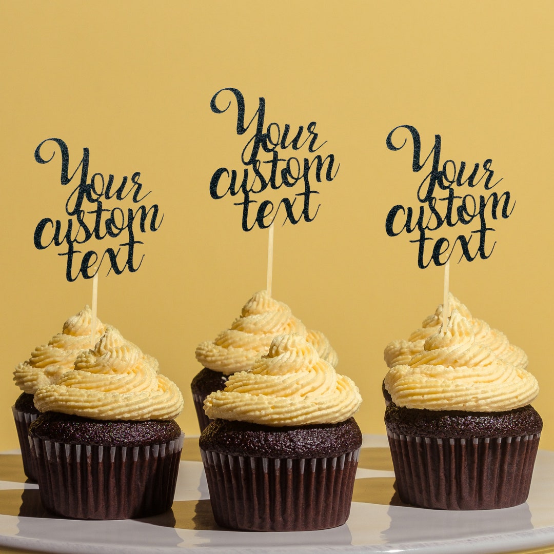 Custom Cupcake Toppers | Glitter Cupcake Topper | Personalized Cupcake ...