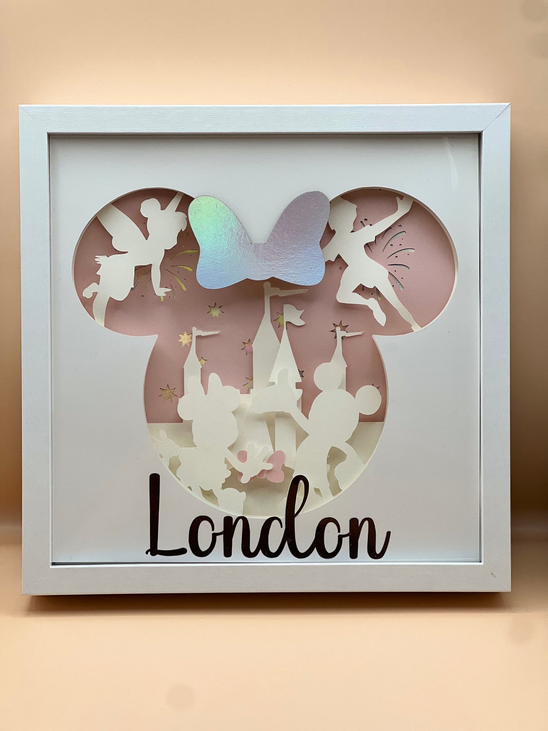 Personalized Disneyland 3D Layered Pink Minie Shadow Box for Nursery ...