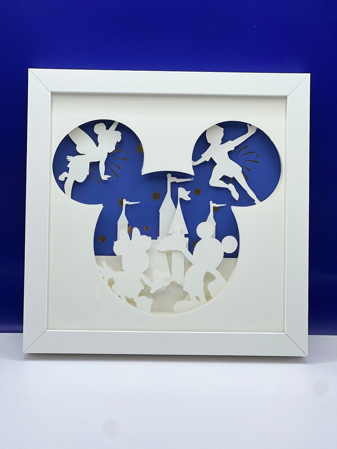 Disneyland 3D Layered Blue Mickey Shadow Box for Nursery Decor and ...