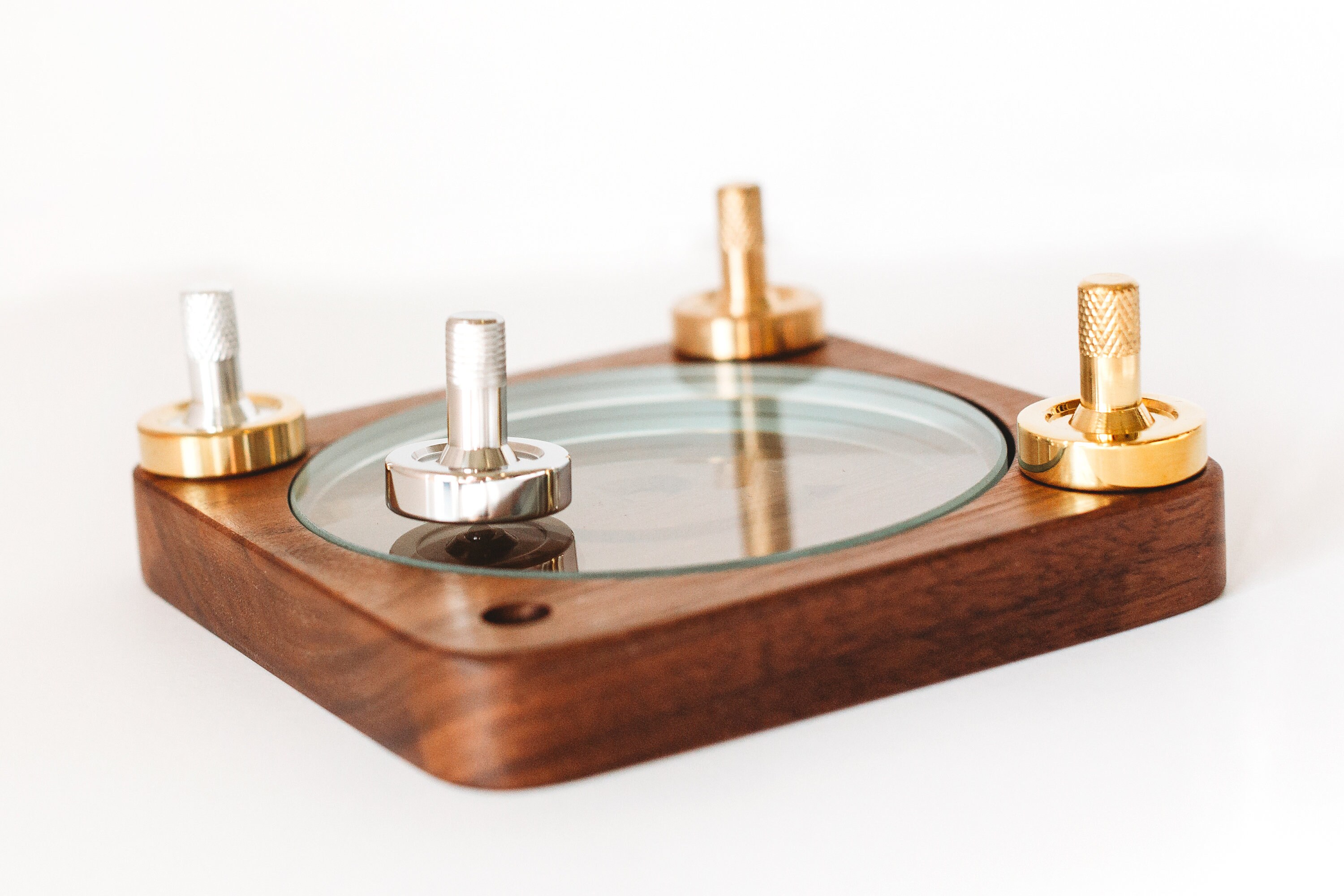 Black Walnut Wood and Glass Concave Spinning Base | Wood Spinning Base ...