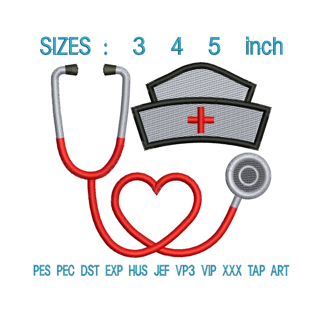 Nurse Love Embroidery Design, Nurse's Cap Embroidery Machine, Nurse's ...