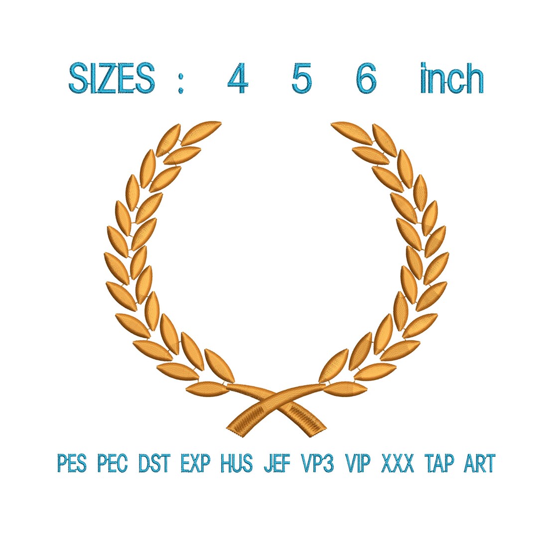 Laurel Wreath Embroidery Design, Laurel Embroidery Machine, Embroidery ...