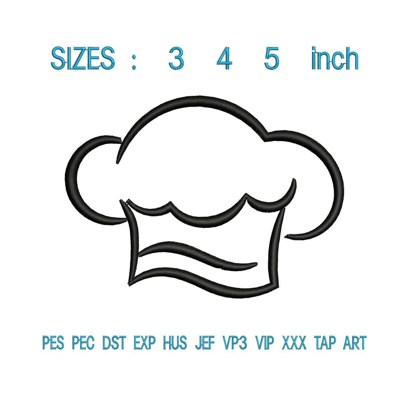 Chef Hat Outline Embroidery Design, Chef Hat Embroidery Machine ...