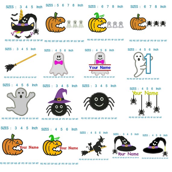 Halloween Set Embroidery Designs 17 Designs Halloween Set - Etsy