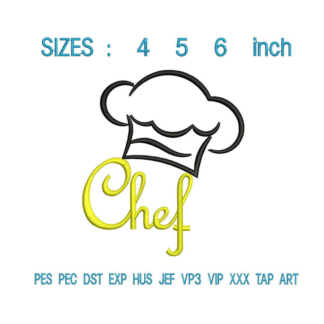 Chef Hat Embroidery Design, Chef Hat Embroidery Machine, Embroidery ...