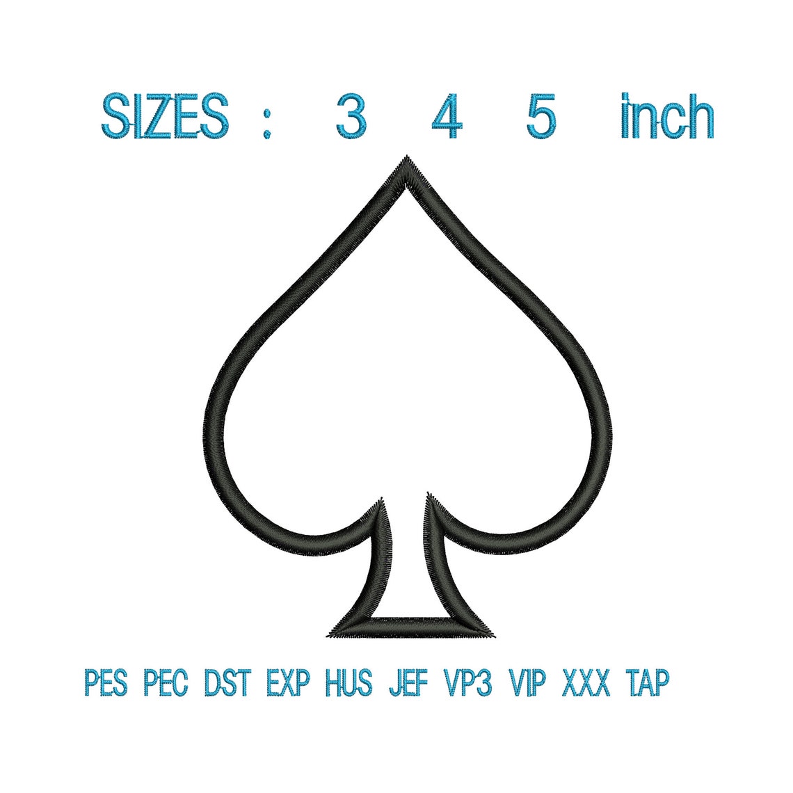 Spade Applique Embroidery Design Spade Card Game Embroidery - Etsy