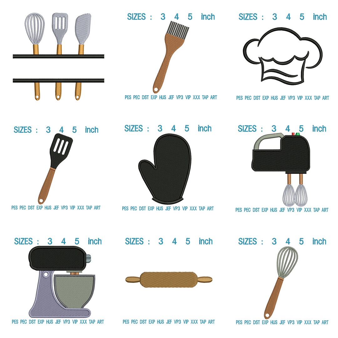 Kitchen Embroidery Design, Kitchen Set Embroidery Machine, Embroidery ...