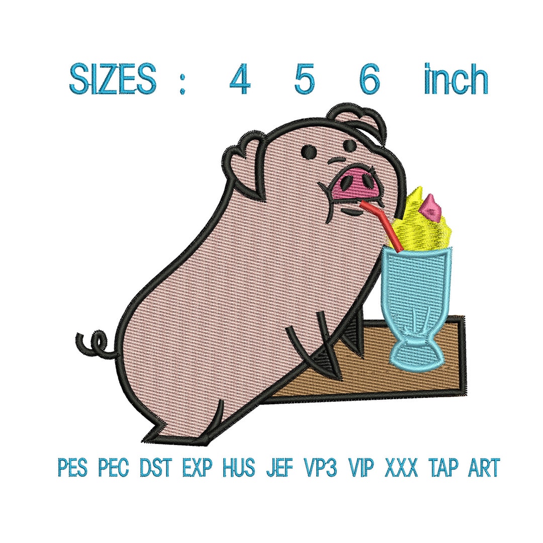 Pig Embroidery Design, Pork Embroidery Design , Embroidery Pig, Pork ...